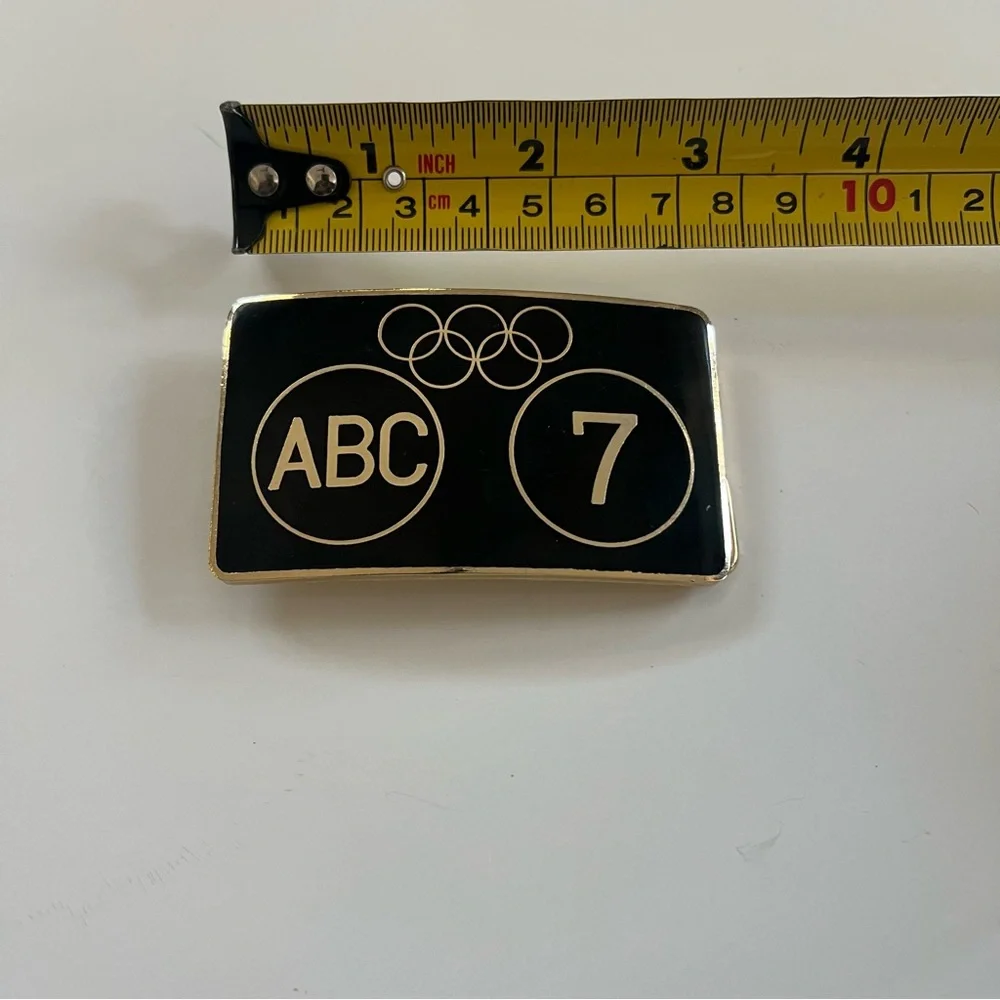 Olympics | Accessories | Vintage Abc 7 Olympic Rings Belt Buckle Black ...
